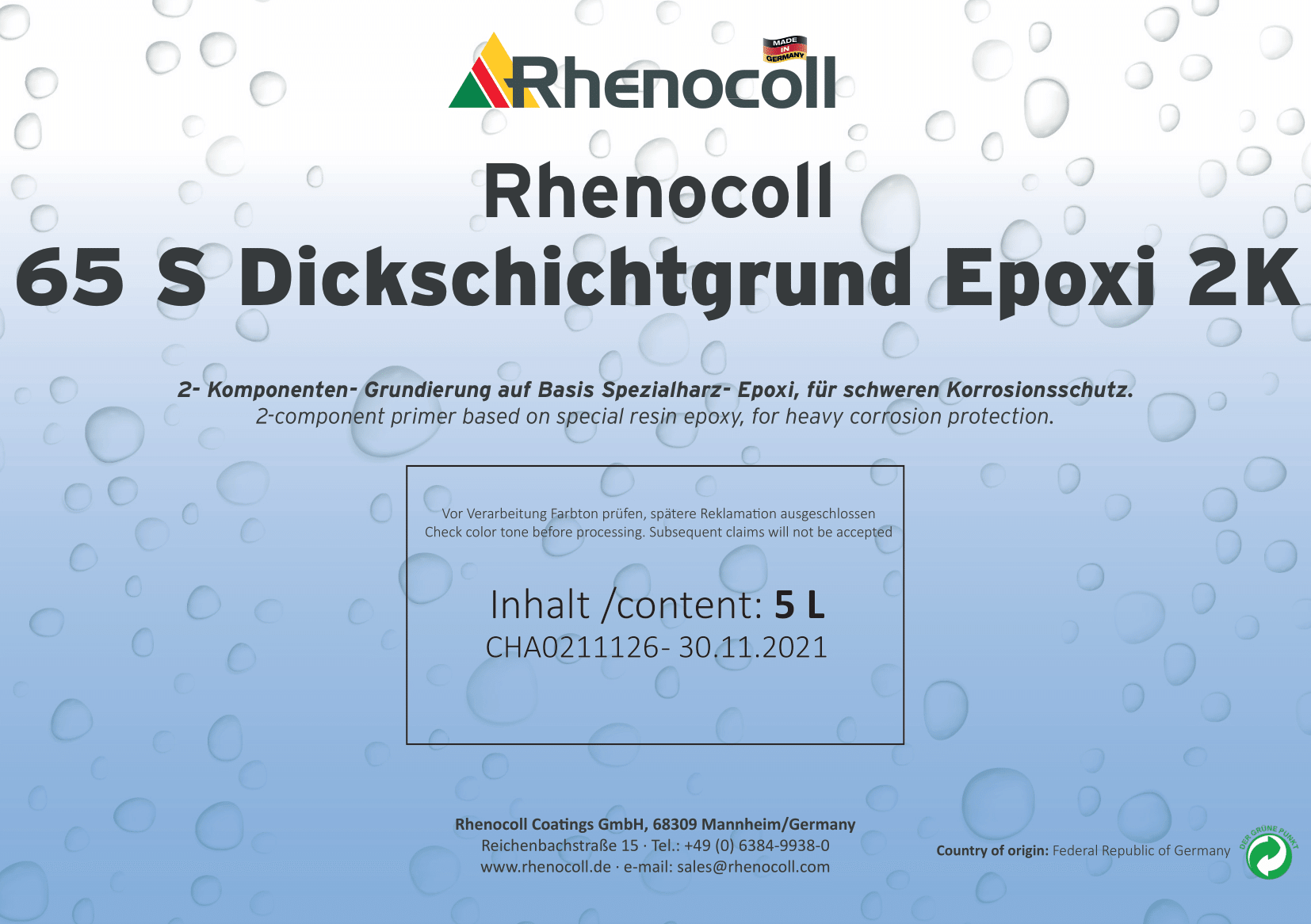 Rhenocoll 65 S Dickschichtgrund Epoxi 2K